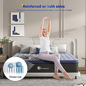 Avenco King Mattress, King Mattress in a Box, 12 Inch Hybrid Mattress King, Medium Firm, Pocket Innerspring for Motion Isolation, Bamboo Charcoal Memory Foam for Odor Reducing, CertiPUR-US