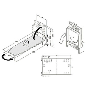 Wall-Mounted Space Saving Iron Board, Ironing Board with Turning Mechanism White Swivel Style 180° Rotation Flap Folding Ironing Board Built-in Cabinet with Cover