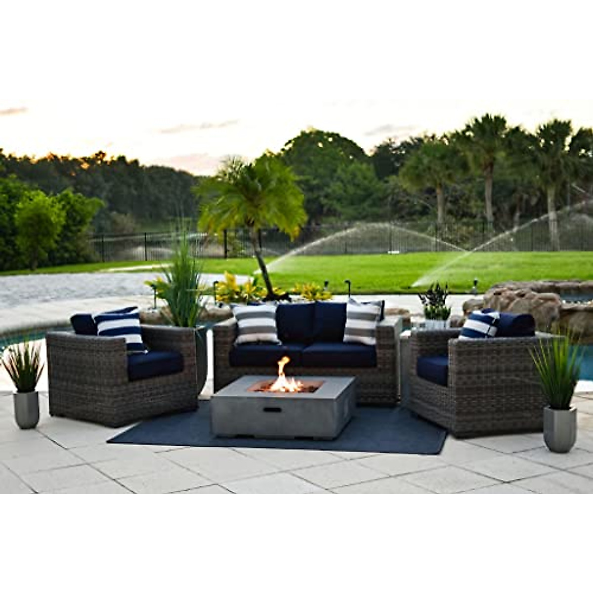 35" x 35" Square Outdoor Propane Gas Fire Pit Table in Gray
