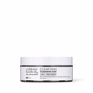 Urban Skin Rx Clear Skin Cleansing Bar | 3-in-1 Daily Cleanser, Exfoliator and Mask Removes Excess Oil and Improves Blemishes, Formulated with Salicylic Acid, Eucalyptus and Sulfur | 2.0 Oz