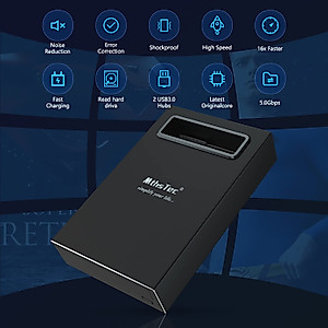 mthstec 4 in 1 External Blu-ray Drive, 16x USB 3.0 and Type-C External Bluray Drive, Multi-Function Fast-Charging Desktop BD/CD/DVD Burner/Read with HDD Enclosure USB HUB for Both Mac/PC