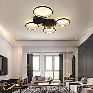 KARMIQI Modern Black Ring Ceiling Light 37W Dimmable LED Ceiling Light Circle Flush Mount Ceiling Light Fixtures for Living Room Bedroom Dining Room Kitchen