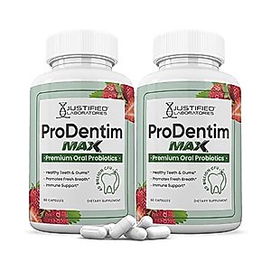 (2 Pack) Prodentim Max 40 Billion CFU Oral Probiotic Supports Strong Healthy Gums Teeth Bad Breath 120 Capsules