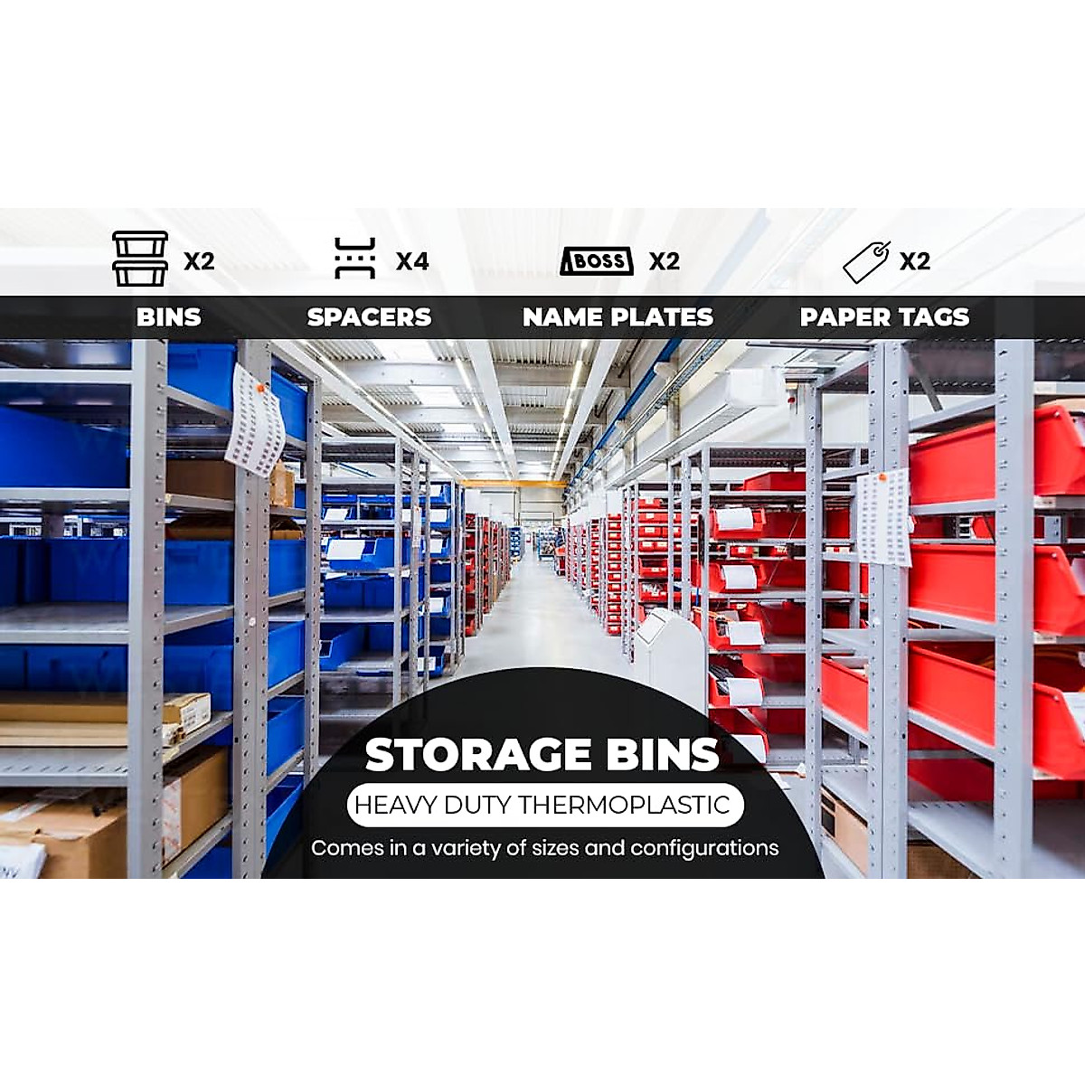 DJC Supply Heavy duty thermoplastic storage bin organizer, Stackable, Hangable, Side-connect (BLUE (8 PACK), SMALL 3.9" X 6.3" X 2.9")