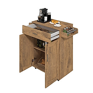 Panana Rolling Kitchen Island, Kitchen Trolley Cart with Spice Rack, Large Drawer, Towel Rack, Storage Pantry Cabinet, Kitchen Cart on Roller Wheels, Dining Room Furniture, Walnut