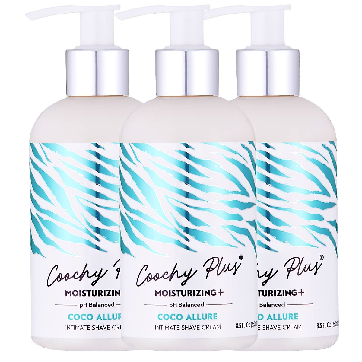 Coochy Plus Intimate Shaving Cream MOISTURIZING Plus COCO ALLURE For Pubic, Bikini Line, Armpit - Rash-Free With Patent-Pending Formula – Prevents Razor Burns & Bumps, In-Grown Hairs, Itchiness 3 Pack