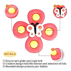 ALASOU 3PCS Suction Cup Spinner Toys for 1 Year Old Boy Girl|Spinning Top Baby Toys 6 12 18 Months|1 2 Year Old Boy Birthday Gift|Baby Bath Toys for Kids Ages 1-3|Sensory Toys for Toddlers 1-3