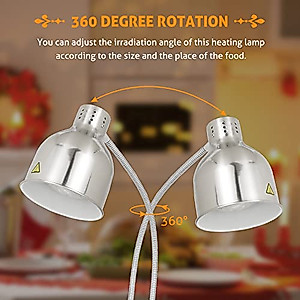 WICHEMI Food Heat Lamps Food Heat Preservation Lamp Commercial Food Warmer Lamp Catering Heat Lamp for Food Heating Restaurant Kitchen Food Service Buffet Home Use (Single Head, 250W Bulbs)