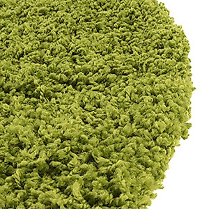 Rugs.com - Über Cozy Solid Shag Collection Rug – 3 Ft Round Grass Green Shag Rug Perfect for Kitchens, Dining Rooms