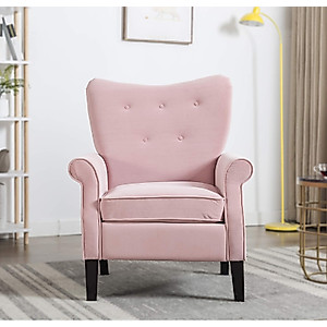 Artechworks Tufted Upholstered Accent Arm Chair, Comfy Single Sofa Club Chair for Living Room, Bedroom, Home Office, Hosting Room,Pink