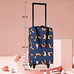 LÜZHONG Shopping Bag On Wheels | Trolley Bag with Pattern | 23L Portable Capacity, Elegant and Foldable Shopping Cart for Groceries|2 Wheel| Thermal Liner