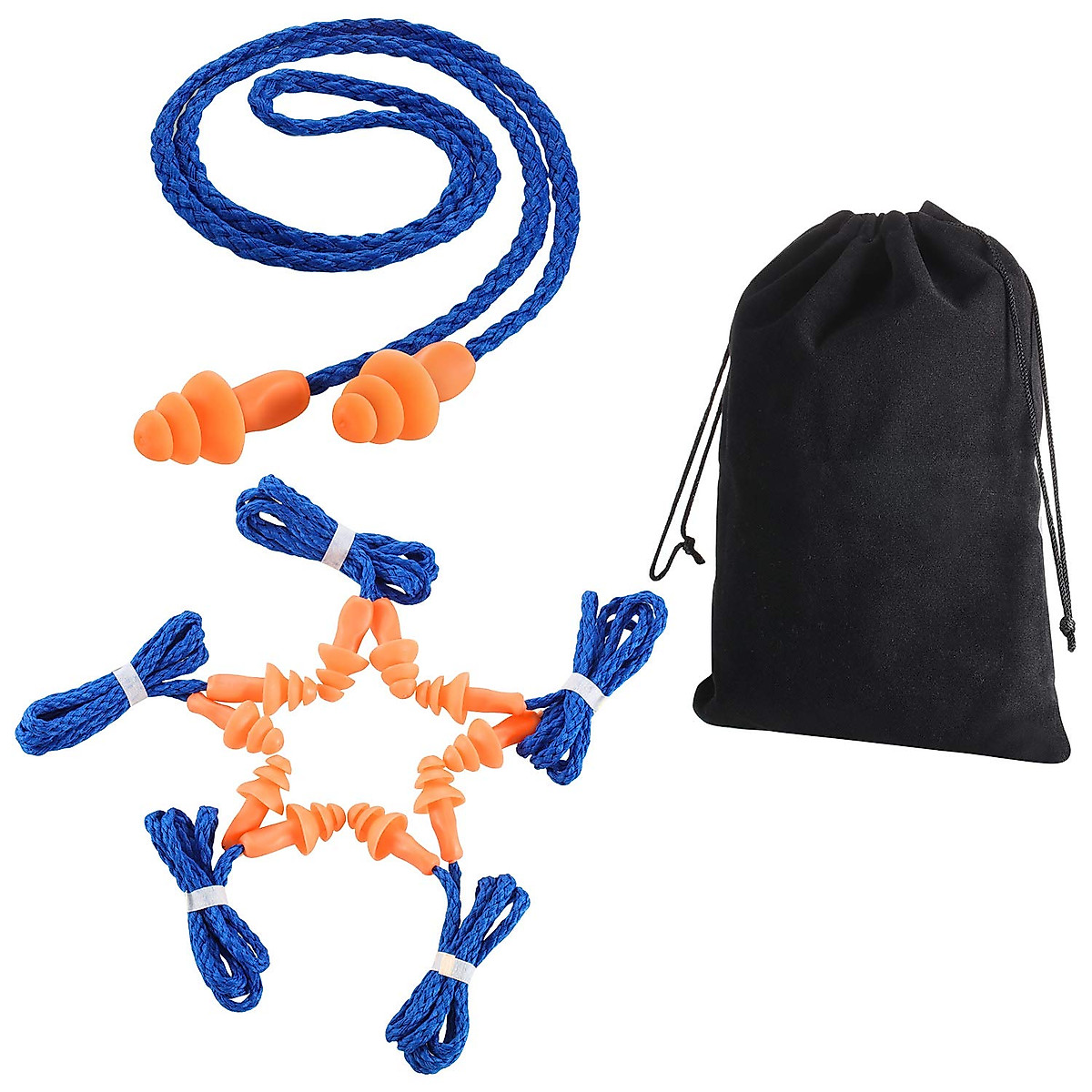 100 Pairs Corded Ear Plugs Silicone Noise Reducing Blocking Cancelling Soft Reusable Rubber Hearing Protection Earplugs for Sleeping Swimming Snoring Sports Racing