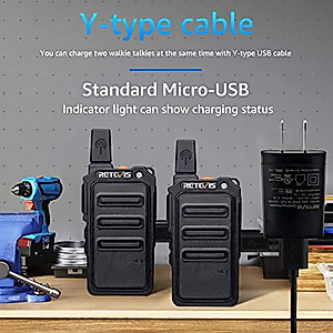 Retevis RT19 Ultra-Slim Two Way Radios,Portable FRS Walkie Talkies Adults with Earpiece,Rechargeable 1300mAh Battery,Metal Clip,for School Security Retail Healthcare(10 Pack)