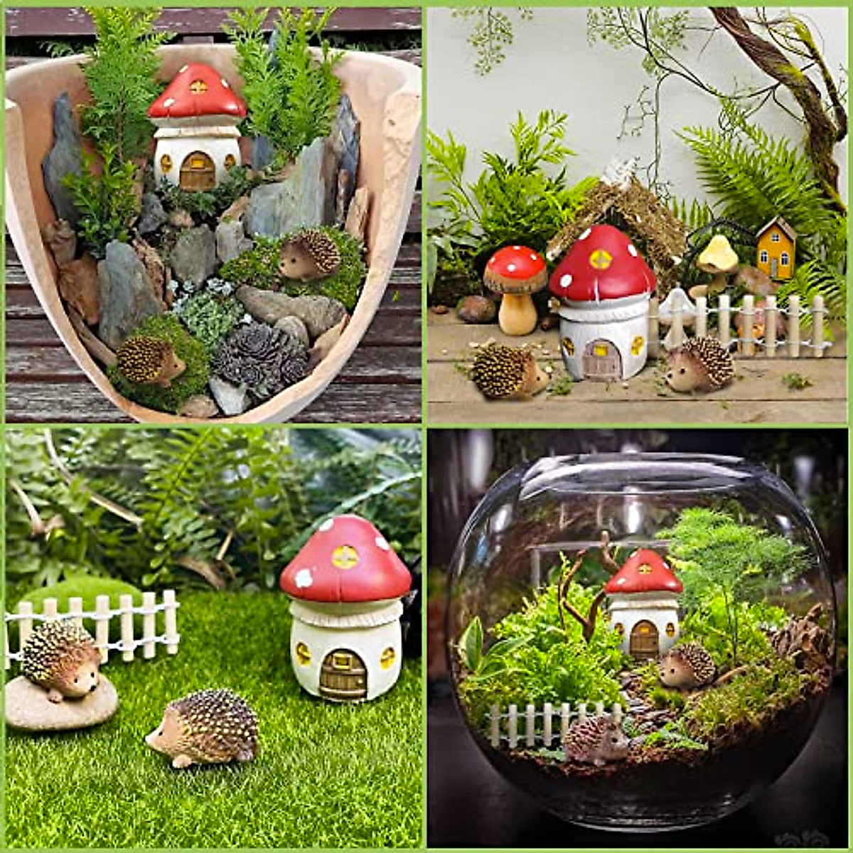 BEZALEL Fairy Garden Accessories Miniatures Fairy House Fairy Garden Kit for Kids Includes Fairy House Mini Hedgehog Fairy Garden Fence, Fairy Garden Kit for Plant Pots Patio Bonsai Terrariums Decor