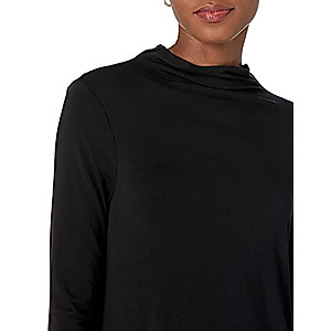 Amazon Essentials Women's Jersey Long-Sleeve Mock Neck Swing Tunic (Previously Daily Ritual), Black, Medium