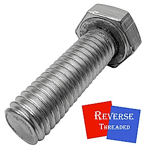 M8x25mm Left Hand Hex Bolt,304 Stainless Steel Reverse Threaded Hex Bolts,Silver Fully Threaded Hex Bolts(3Pcs)