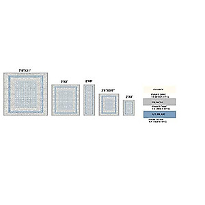 Furnish my Place Bordered Transitional Rug - 7 ft. 8 in. x 11 ft, Light Blue, Accent Rug with Geometric Pattern