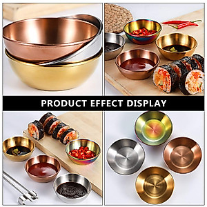 DOITOOL 4PCS Stainless Steel Sauce Dishes Round Sushi Dipping Bowls,Sushi Dipping Sauce Dishes Seasoning Dish Saucer Bowl Mini Appetizer Plate (Rose Gold,3.14X3.14X0.98inch)