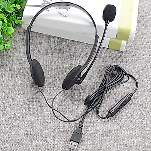 CALIDAKA USB Headset Computer Headset with Microphone, Lightweight PC Headset Wired Headphones Business Headset for Online Courses, Skype Chat, Call Center, Gaming,Noise Reduction