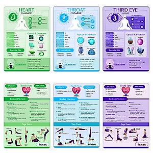 7 Chakras Cheat Sheet Cards - Quick Reference Guides for Chakra Healing - Double-Sided Chakra Information Chart for Beginners - Holistic Health - Affirmations, Crystals, Essential Oils, Yoga Poses