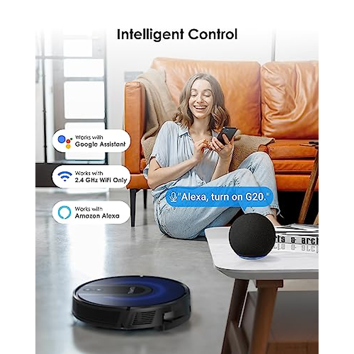 Thamtu G20 Robot Vacuum and Mop Combo, with Self-Emptying Base, Auto Carpet Boost, 3000Pa Suction for Powerful Cleaning, APP and Voice Control, Pet Hair Cleaning, is Ideal for Household Cleaning