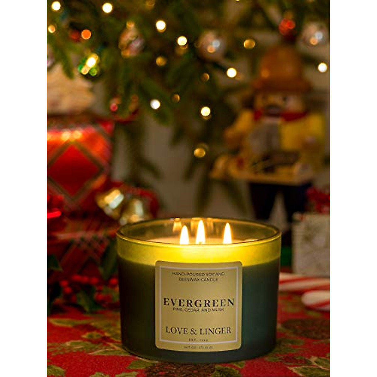 Evergreen Candle | Pine Candle | Luxury Soy & Beeswax Scented Candles for Home | 16 oz. Large Jar Candles | Christmas Candles | Winter Candle | Organic Gifts for Her