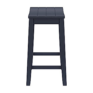 Hillsdale, Fiddler Wood Backless Counter Height Stool with Saddle-Style Seat, Navy