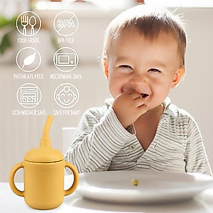 Mintlyfe Baby Trainer Cup, Silicone Training Cup with Handles Lid and Straw, BPA-Free, Unbreakable, Spill Proof and Non-Slip Handles Sippy Cup for Toddlers, 4 oz, Pack of 2