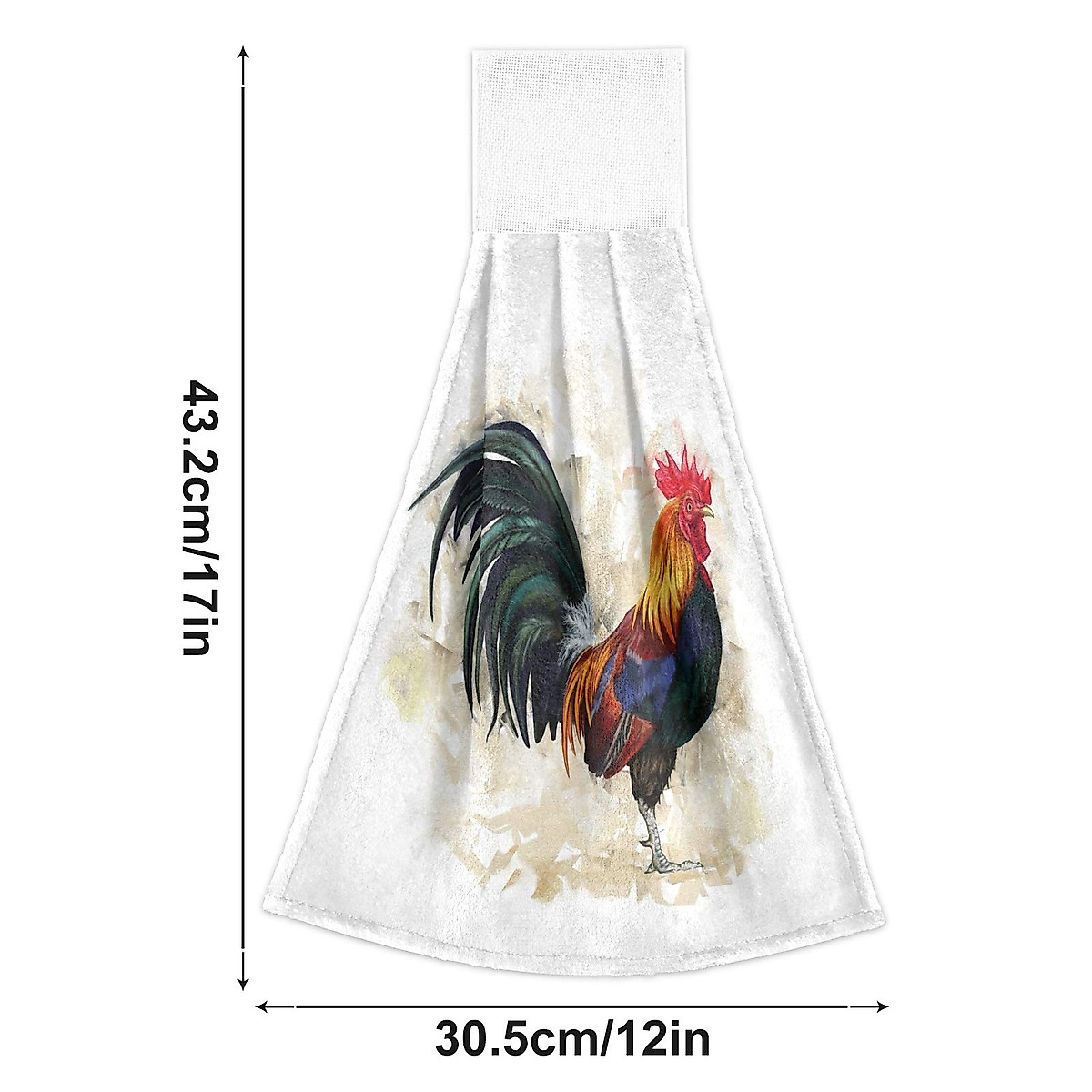 Boccsty Rooster Hanging Kitchen Towels 2 Pcs Farm Animals Chickens Hand Bath Towels Tie Towels Tea Bar Towels for Bathroom Farmhouse Tabletop Home Decor