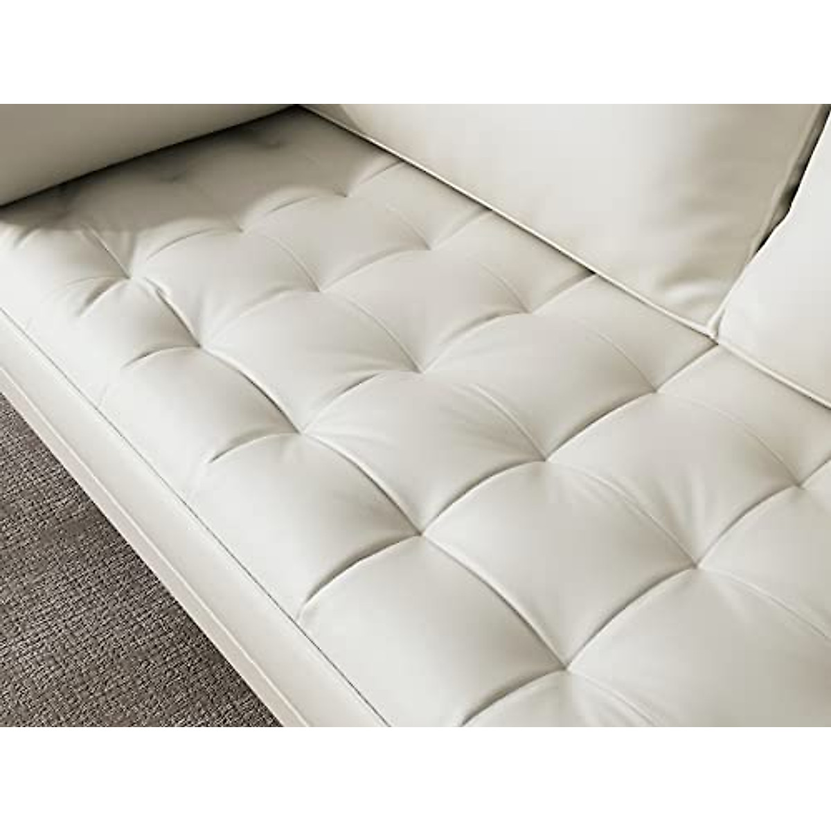 SILKIR 3-Person Sofa Couch for Living Room | Perfect for: Apartment/Studio/Office & Small Space | Poly Fabric | Fast and Easy Assembly Modern Contemporary Mid-Century, Faux Leather, White