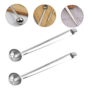 ULTECHNOVO 10 Pcs Pulp Strainer Spoon Pickle Jar Spoon Cooking Skimmers Olive Spoon Strainer Hot Pot Strainer Scoop Olive Slotted Spoon Cherry Serving Spoon Household Picker Stainless Steel