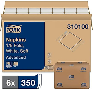Tork Advanced Dinner Napkin, 1/8 Fold, 2-Ply, 310100, 6 x 350 napkins