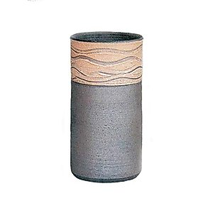 ヤマ庄陶器 Yamasho Pottery Umbrella Stand, Black, etc., Approx. Diameter 9.1 x Height 16.9 inches (23.0 x 43.0 cm), Shigaraki Ware Black Ripple Umbrella Stand