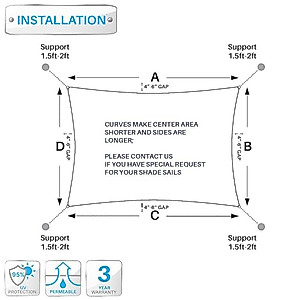 Patio Paradise 8' x 8' Beige Sun Shade Sail Square Canopy UV Block Awning Heavy Duty Commercial Grade for Patio Backyard Lawn Garden Outdoor Activities