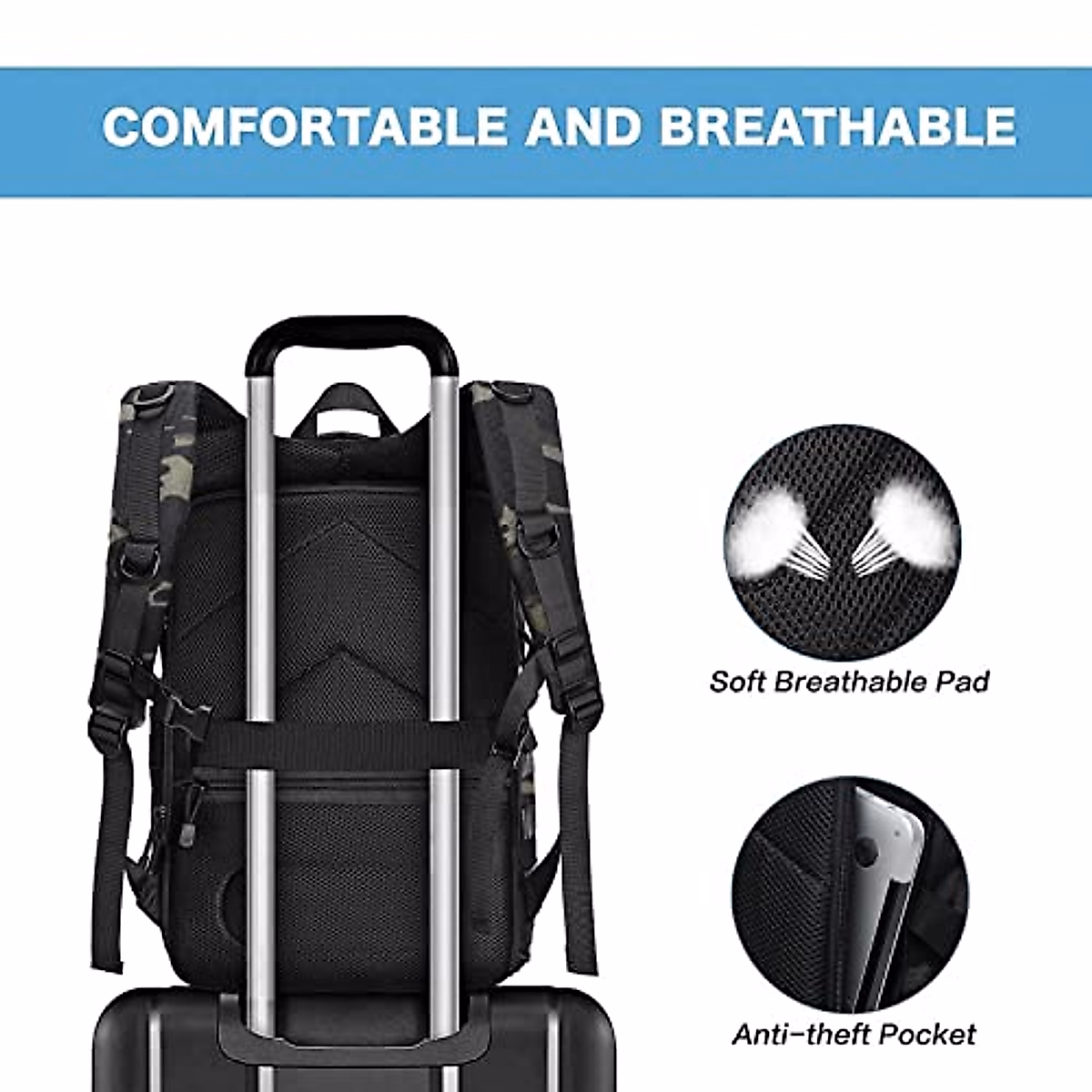 MOSISO Camera Backpack, DSLR/SLR/Mirrorless Photography Tactical Camera Bag Case with Tripod Holder & 15-16 inch Laptop Compartment & USA Flag Compatible with Canon/Nikon/Sony, Night Camouflage