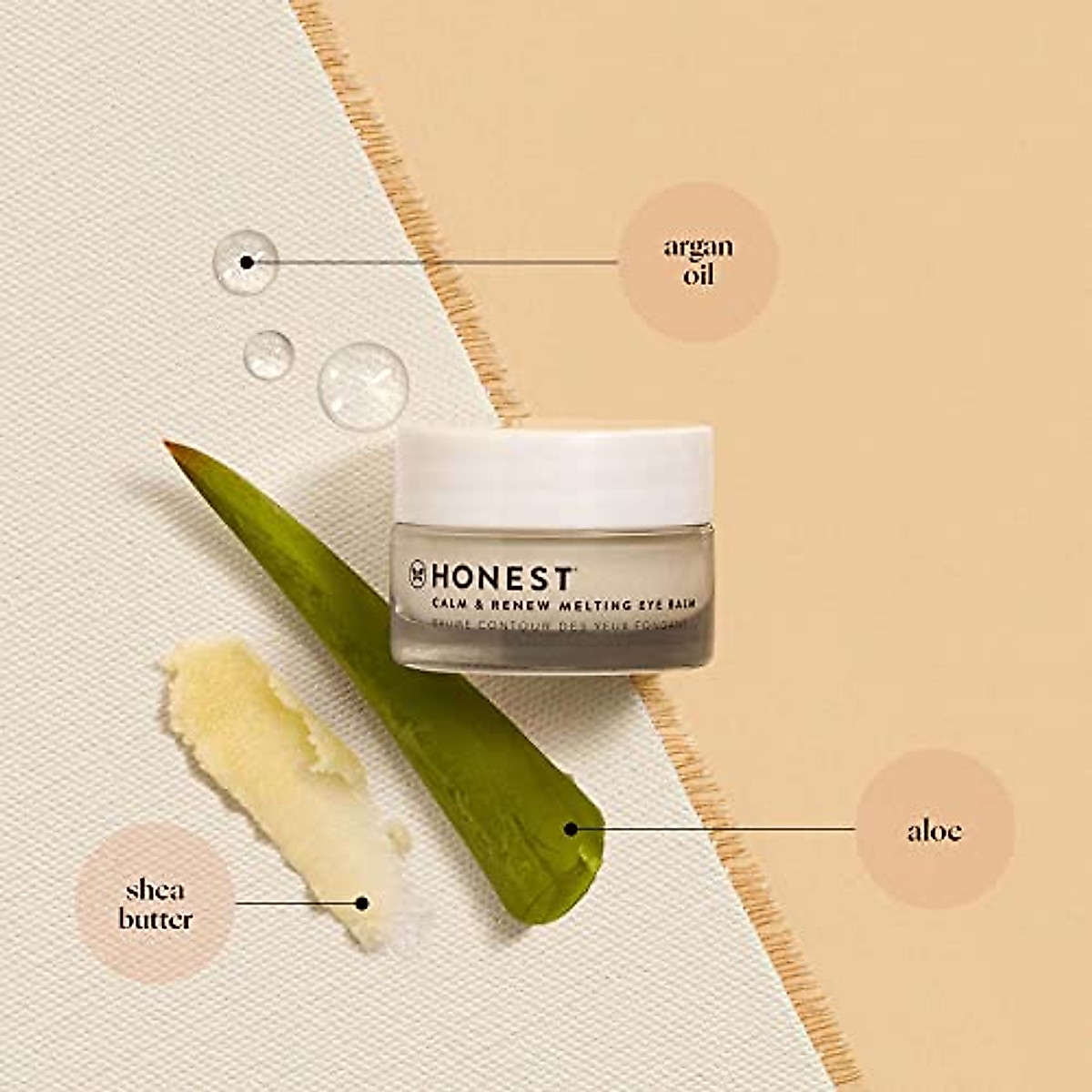 Honest Beauty Calm & Renew Melting Eye Balm with Shea Butter + Argan Oil + Aloe | For Sensitive Skin | Dermatologist + Ophthalmologist Tested | EWG Certified | Vegan + Cruelty Free | 0.5 oz
