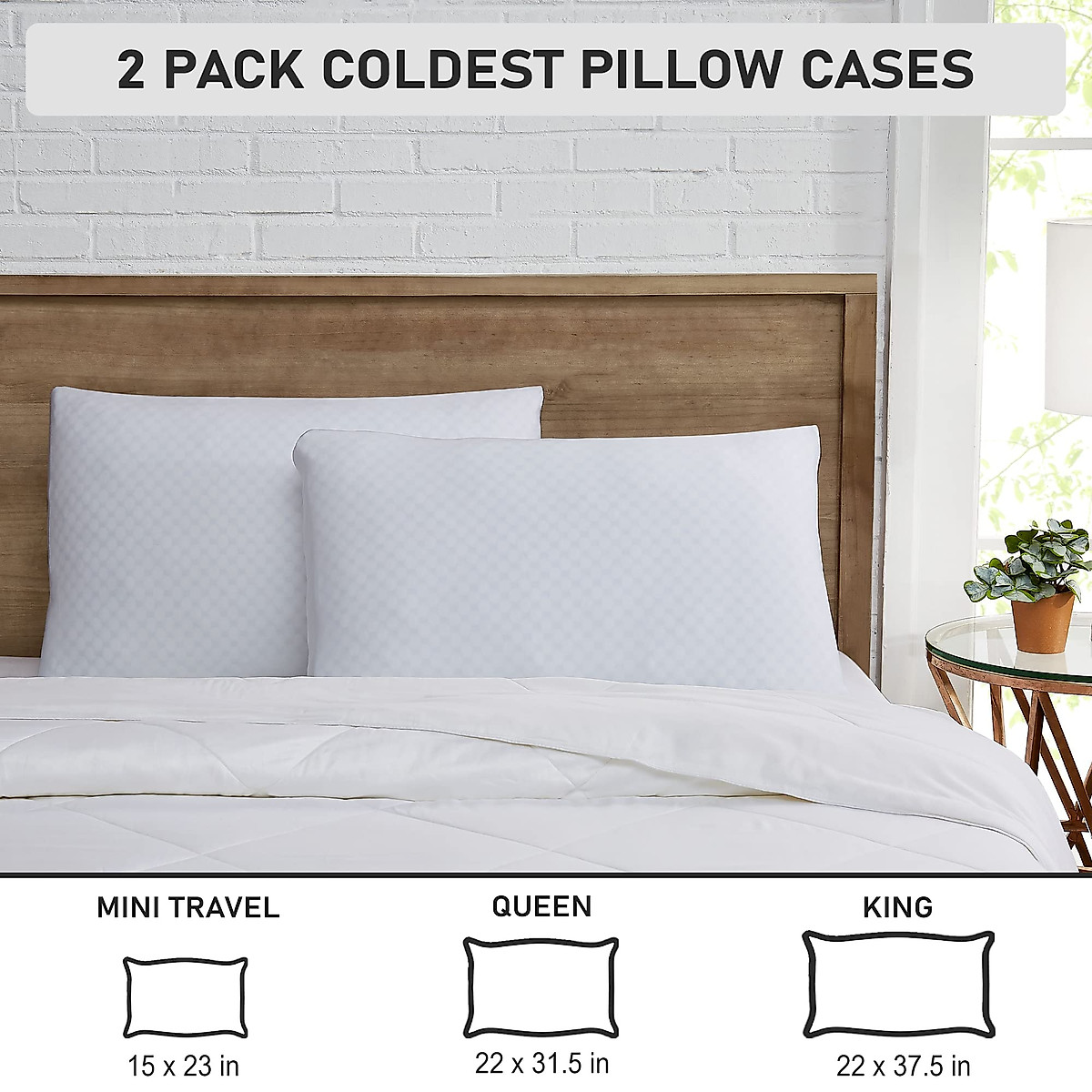 Coldest Pillow Cases Set of 2 - Pillowcase 2 Pack with Envelope Closure, Breathable Pillow Case - 100% Viscose Derived from Bamboo