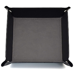DND Dice Tray - Dice Rolling Tray Leather Collapsible Tray for Tabletop RPG D&D (DND) Pathfinder Role Playing Game (Black)