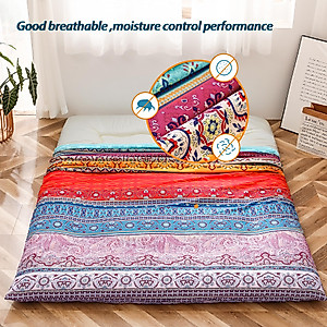 MAXYOYO Mattress Cover for Traditional Japanese Futon Mattress, Futon Floor Mattress Cover with Zipper, Super Soft and Machine Washable, Boho Style, Full