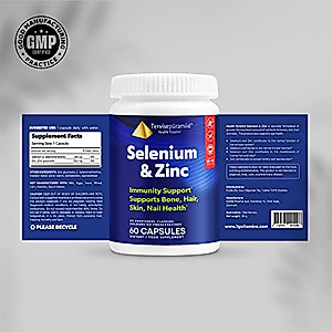 Health Pyramid Selenium and Zinc Supplement for Nail Growth, Bone, Skin, and Hair Health, Cellular Health, and Immunity Support, 60 capsules