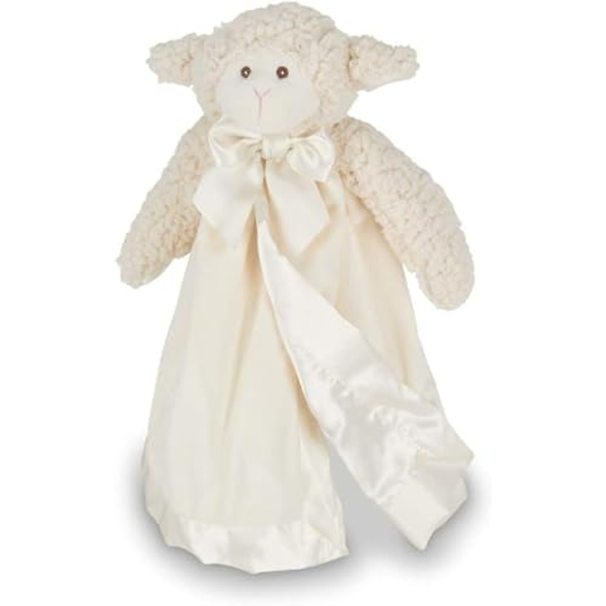 Bearington Baby Lamby Snuggler, 15 Inch White Lamb Plush Stuffed Animal Security Blanket Lovey for Babies, Baptism Gifts for Boys and Girls