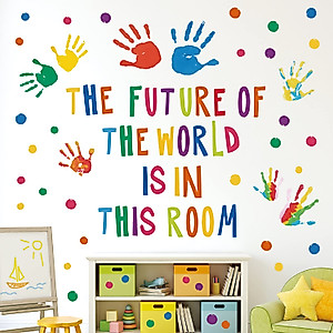 DECOWALL DS8-8050 Handprint Quotes Wall Stickers Decals Baby Art Hand Ink Inspirational Nursery Paint Classroom Gifts DIY Motivational Kids décor Girls Room Vinyl Door Sunday School Alphabet Posters