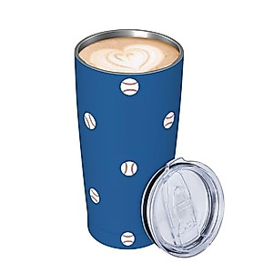 Baseballs Dodger Blue 20oz Tumbler Stainless Steel Vacuum Insulated Double Wall Travel Tumbler, Durable Insulated Coffee Mug, Thermal Cup With Lid and Straw for Hot & Cold Drinks
