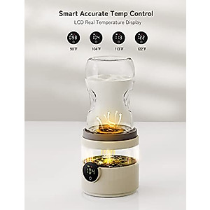 Momssy Portable Bottle Warmer, Baby Bottle Warmer for Breastmilk Formula Heating, Smart 4 Temperature Setting with USB Rechargeable Cordless, Auto Shut-Off, Multifunctional Travel Bottle Warmer