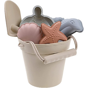 Silicone Beach Toys for Kids - Baby Sandbox Toys - Best Silicone Toddler Beach Toy Set for Travel -Won't Break Like Plastic Baby Beach Toys - Collapsible Beach Bucket, Shovel & Accessories