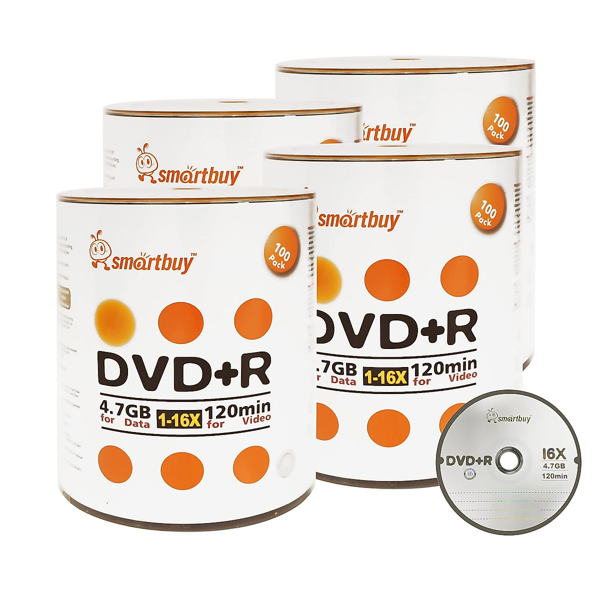 Smart Buy 400 Pack DVD+R 4.7gb 16x Logo Blank Data Video Movie Recordable Disc, 400 Disc 400pk