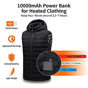 OKZU 5V 2A Power Bank for Heated Vest, Heated Jacket Battery Pack, 10000mAh Packet Size Fast Charging Portable Charge for Heated Clothing, Coat