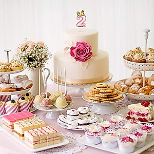 Nuanchu Pink Number 2 Candle Girl Happy Birthday Cake Topper, Birthday Candle for Cake Topper Birthday Baking Celebration Reunions Anniversary Party Supplies