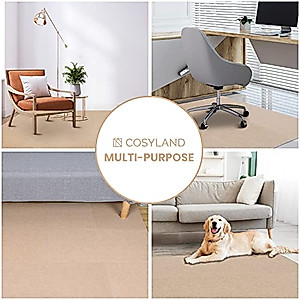 COSYLAND 35.4"x35.4" Office Chair Mat Splicing 9Pcs 11.8" x 11.8" for Hardwood Floor & Tile Floor, Under Desk Chair Mats Large Anti-Slip Floor Protector Rug, Not for Carpet, Khaki