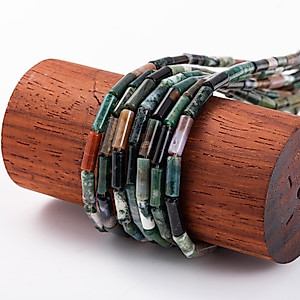 Natural Indian Agate Cylinder Tube Beads 4x13mm 38cm/str Loose Semi Gemstone Stone Beads for Making Bracelets Necklace Earrings